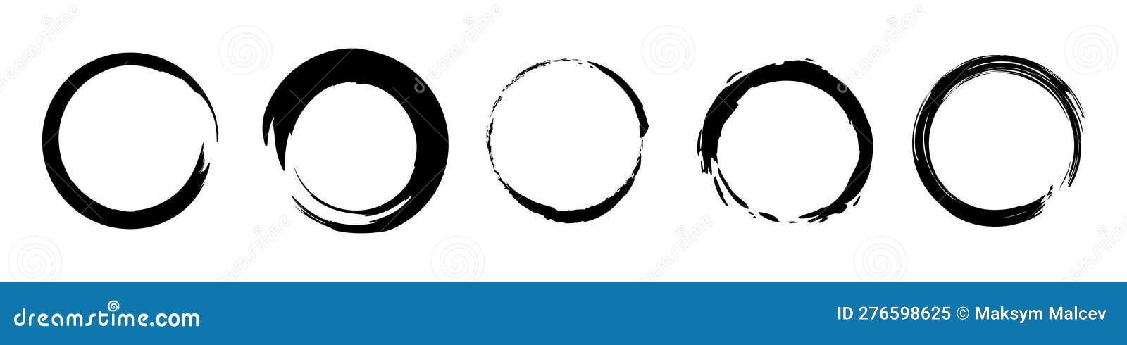 Black Grunge Round Shapes. Brush Strokes Frames Elements, Frames for ...