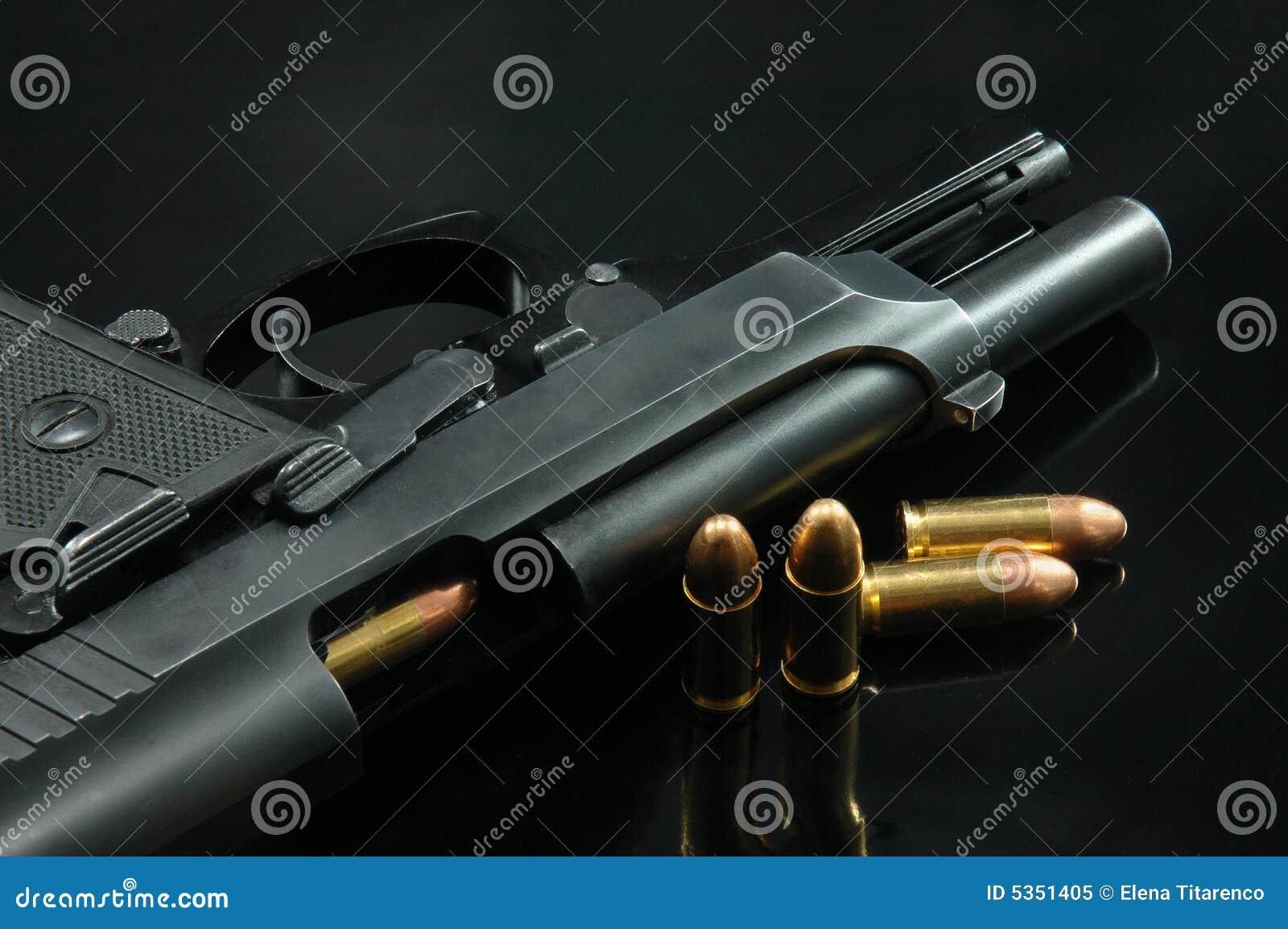 Black gun and bullets stock image. Image of murder, bullets - 5351405