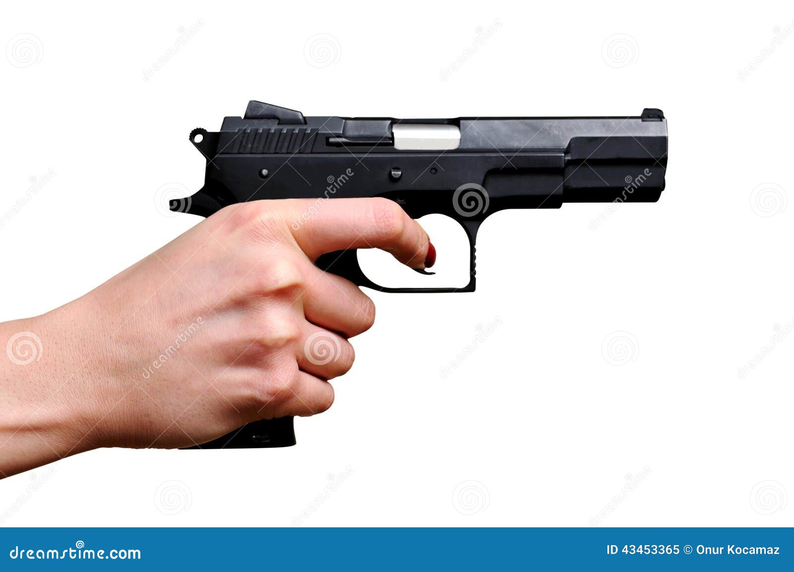 Black gun in a hand stock image. Image of space, shooting - 43453365