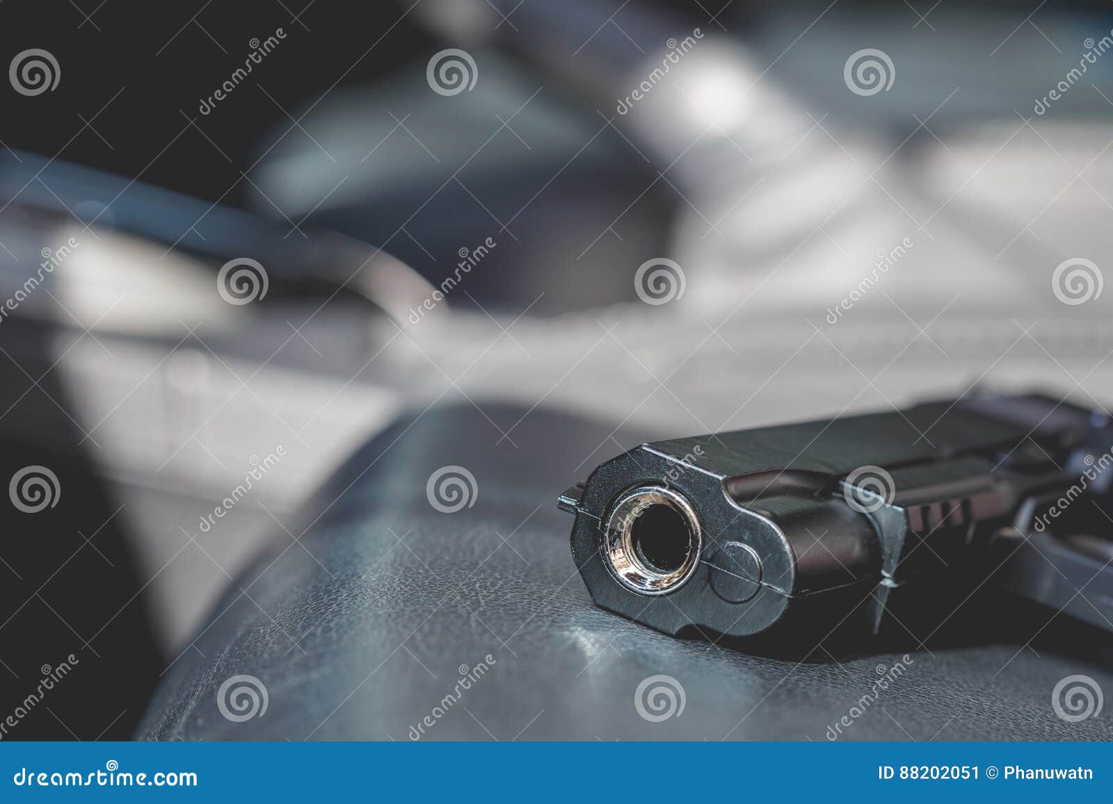 Black Gun Inside the Car. for Violence on the Road Concept Stock Image ...
