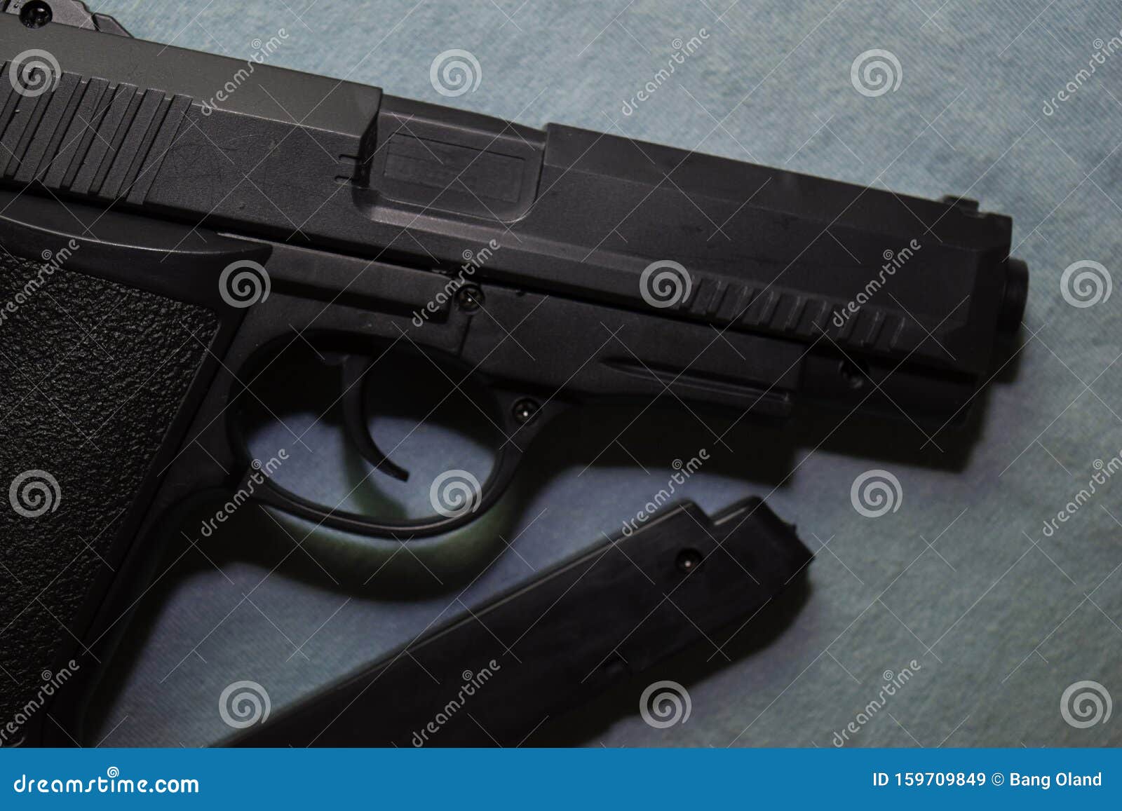 Black Gun Isolated on Green Background Stock Image - Image of police ...