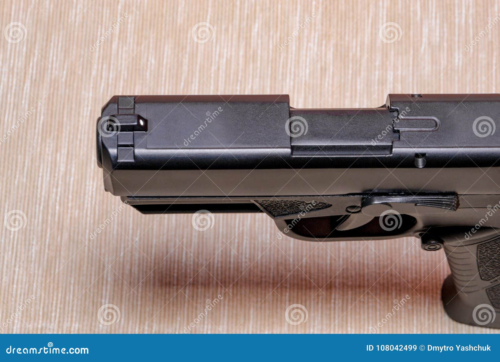 Black Gun Isolated on Light Coloured Background Stock Image - Image of ...