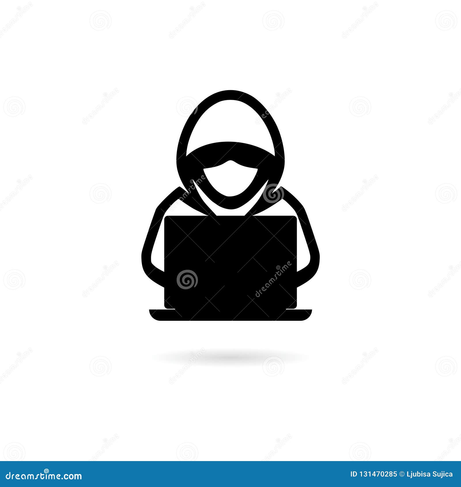 Black Hacker, Laptop Logo or Icon Stock Vector - Illustration of ...