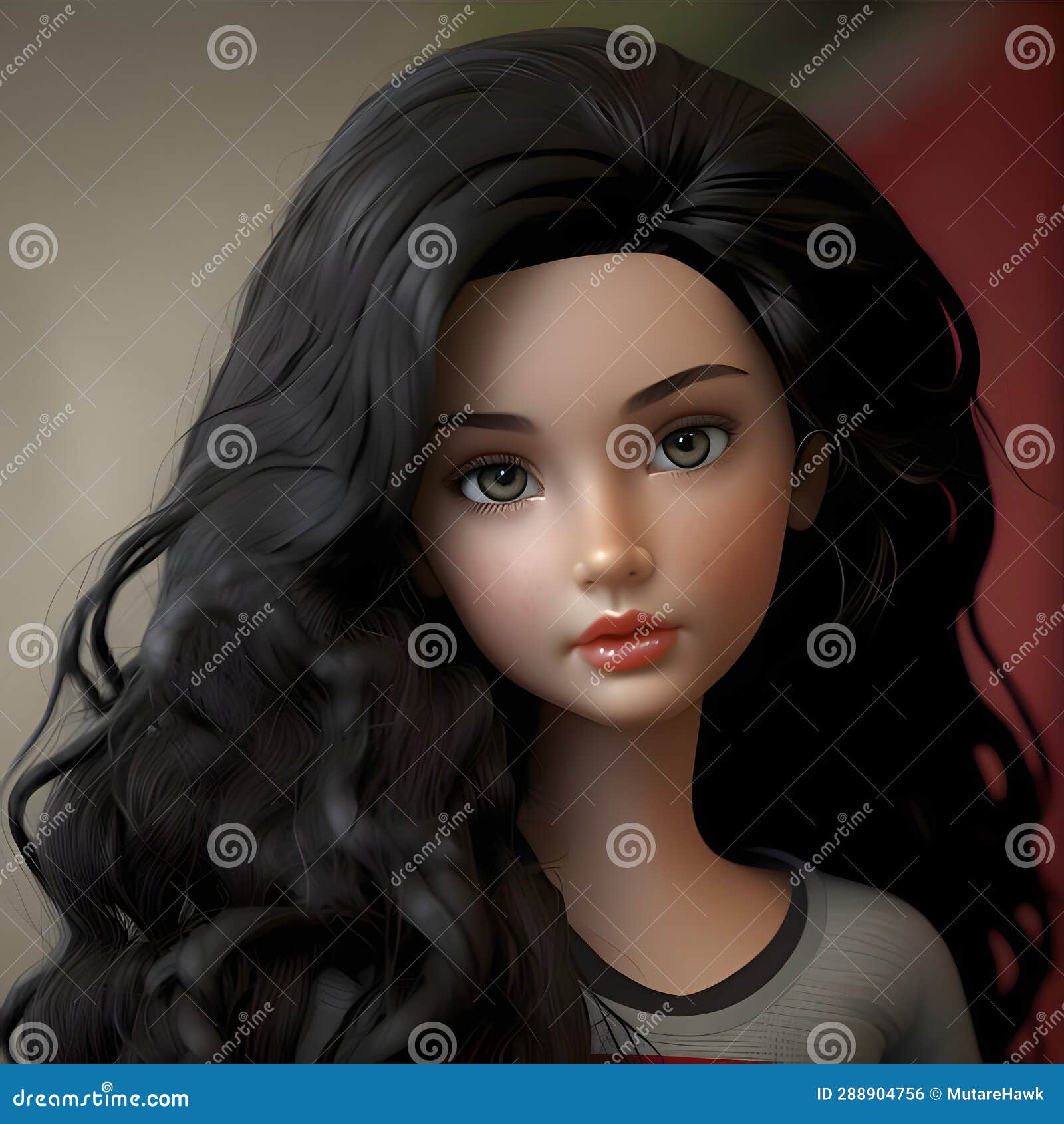 Black Haired Girl Close Up Photo Stock Vector Illustration Of Elegance Fashion 288904756
