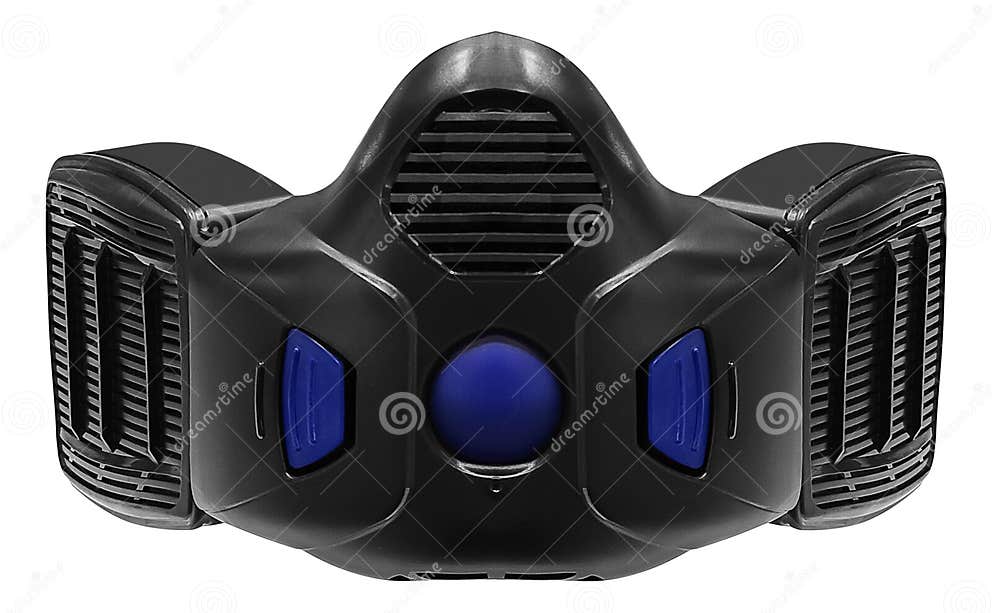 Black Half Face Mask with Particulate Filter Isolated on White ...