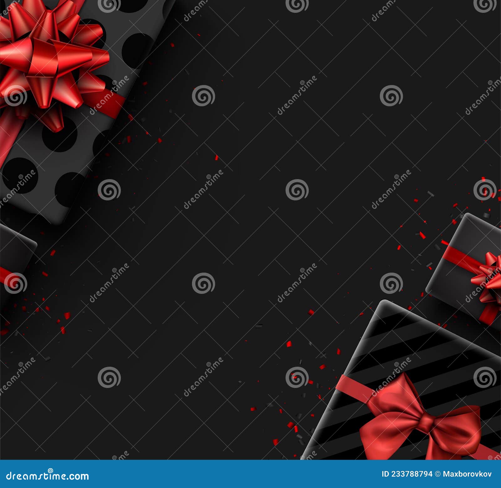 Black Half Hidden Gift Box with Red Bow Stock Vector - Illustration of ...