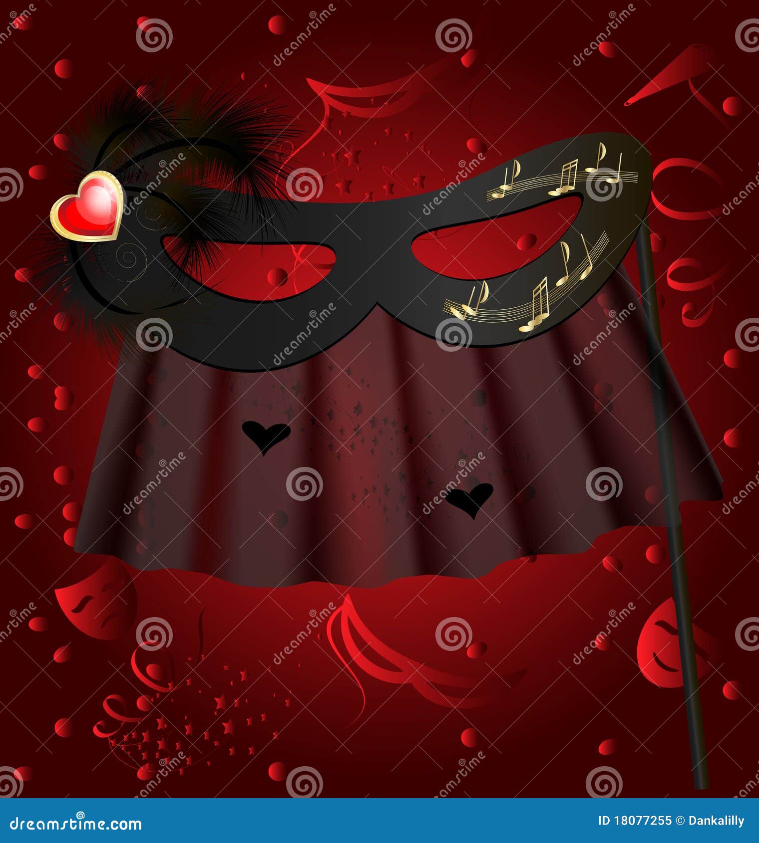 Black half mask stock vector. Illustration of mask, feathers - 18077255