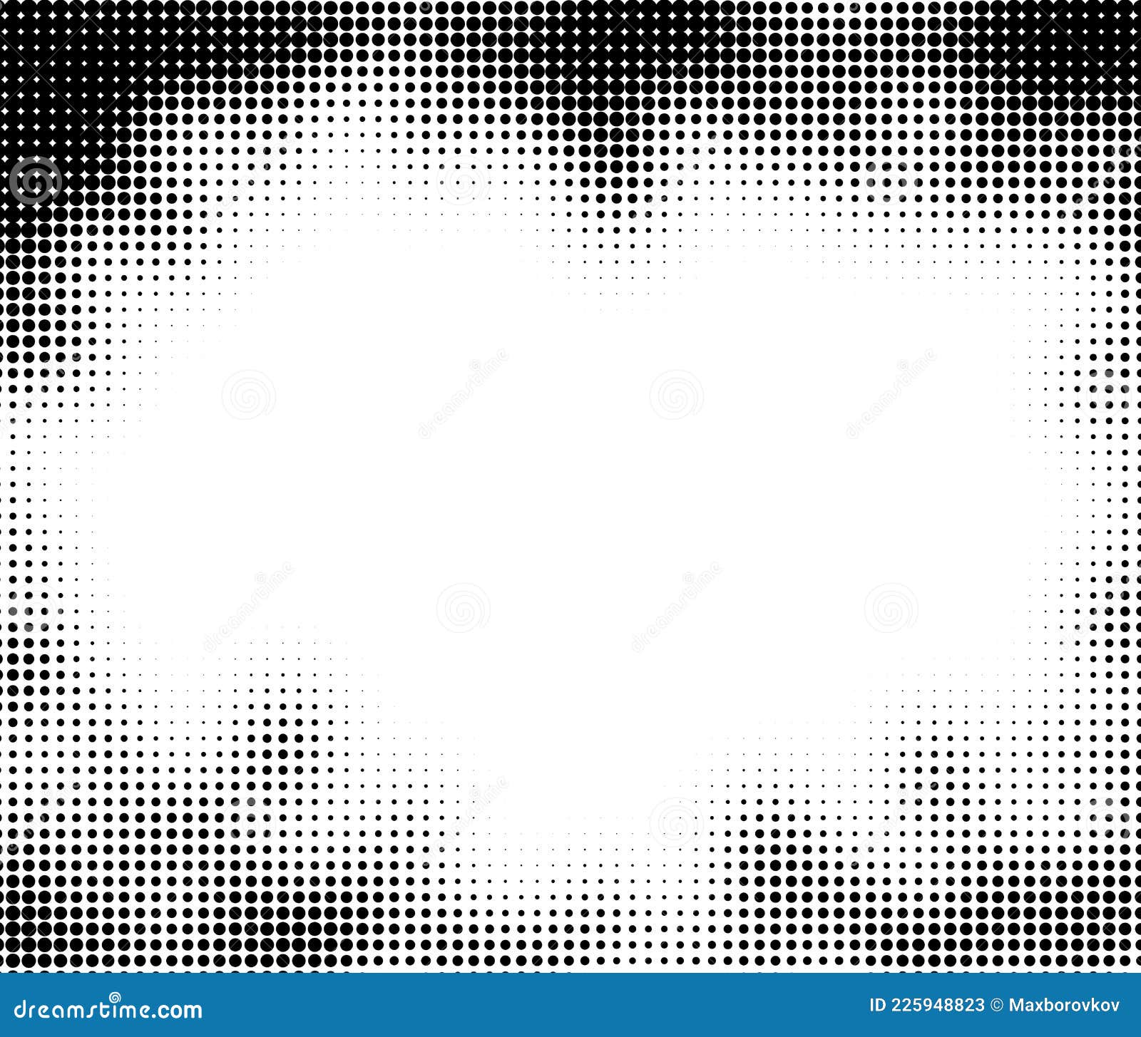 Black Halftone Dotted Border on White Background Stock Vector ...
