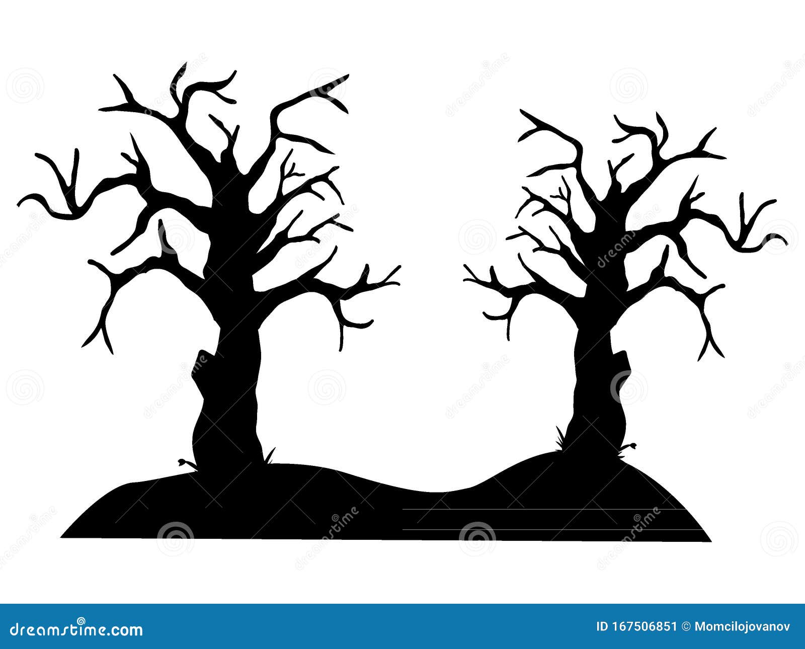 Black Halloween Silhouette Symbol of Haunted Tree Stock Vector ...