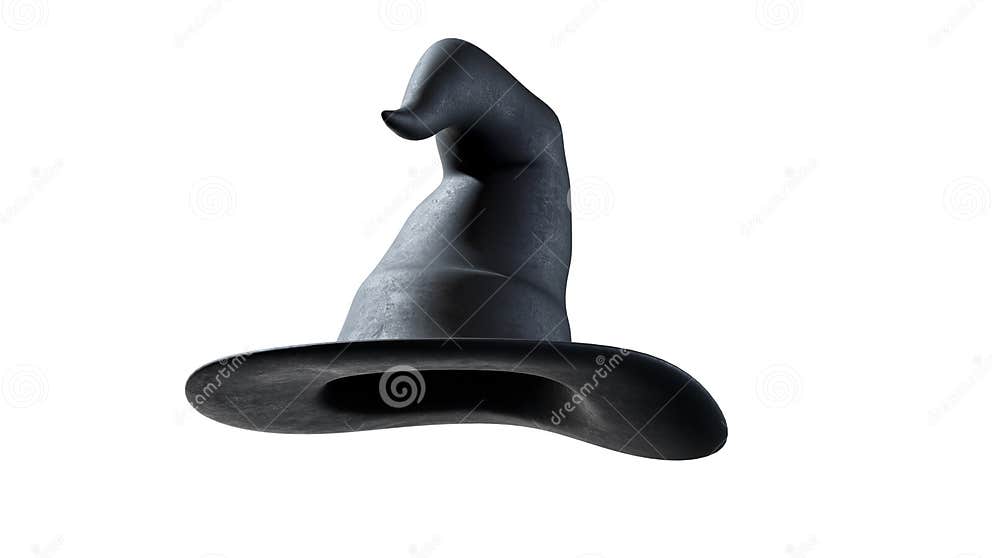 Black Halloween Witch Hat Isolated on White Background 3d Render Stock ...