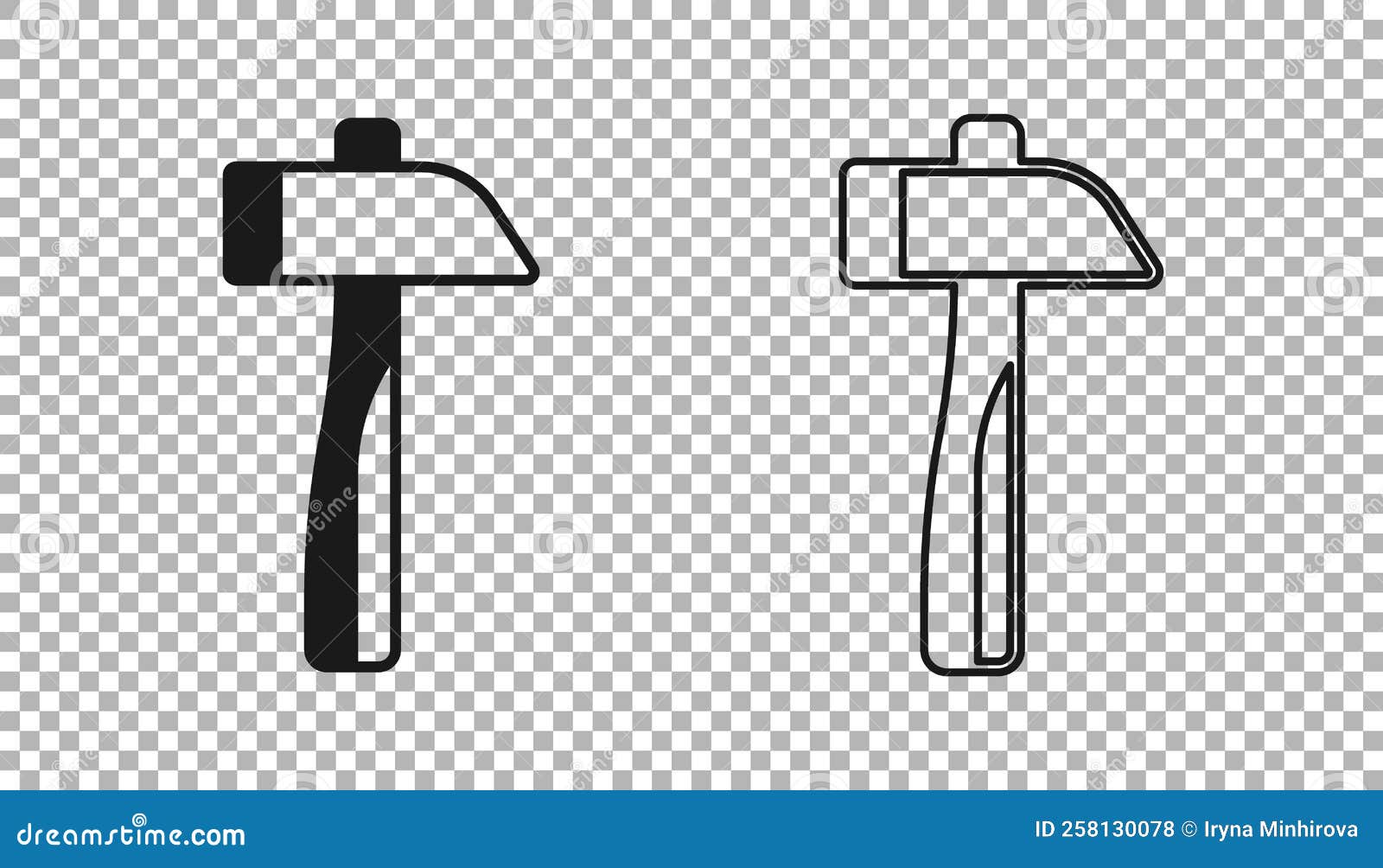 Black Hammer Icon Isolated on Transparent Background. Tool for Repair ...