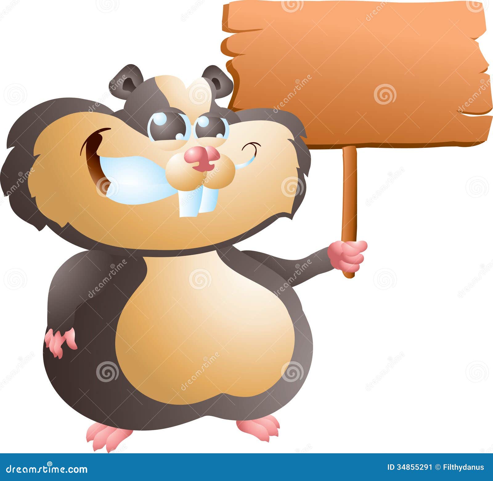 Black hamster with sign stock illustration. Illustration of smiling ...