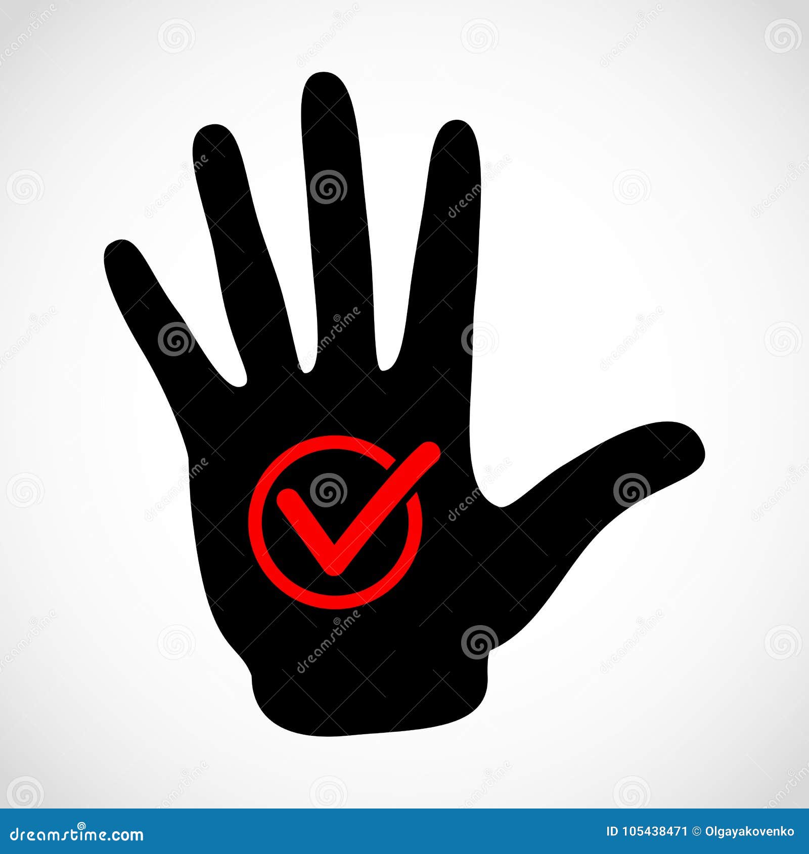 Black Hand and Check List Button Icon Vector Concept. Check Mark Stock ...