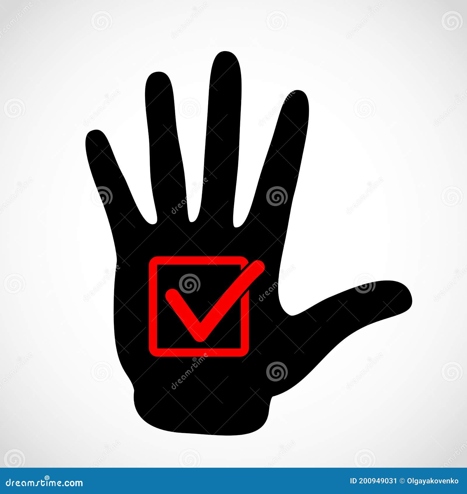 Black Hand and Check List Button Icon Vector Concept. Check Mark in in ...
