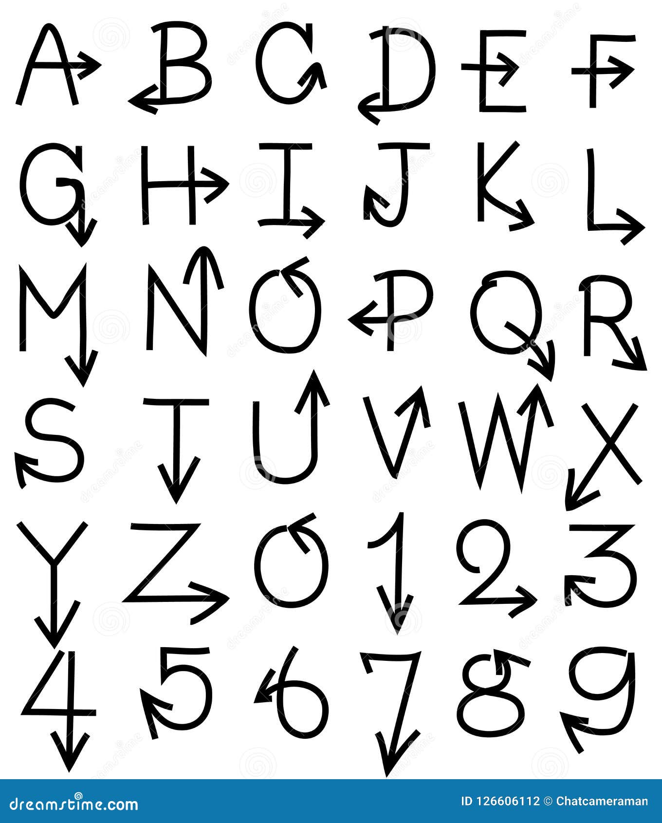 Ink arrow font stock vector. Illustration of line, hand - 126606112