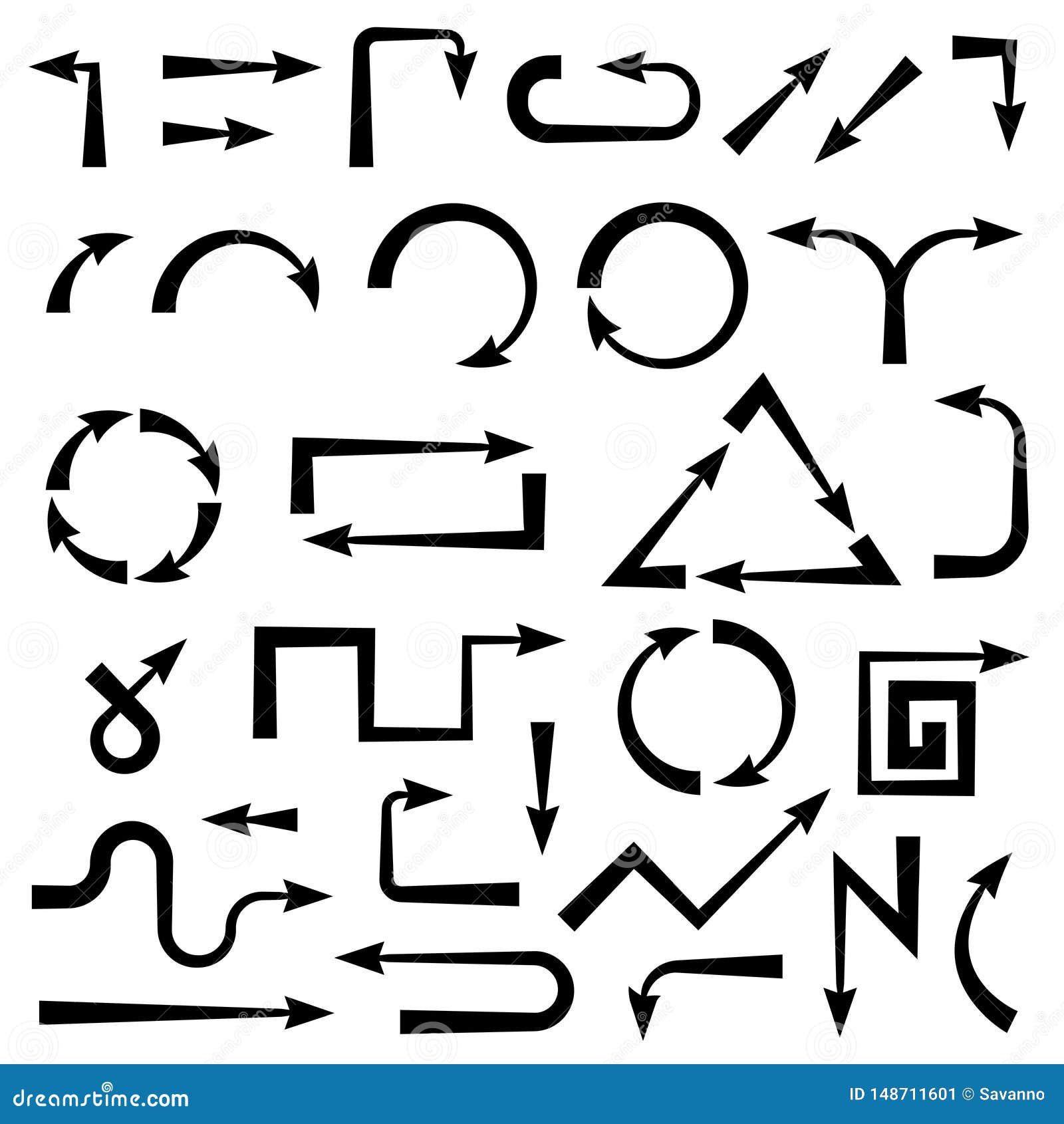 Black Hand Drawn Arrows. Set Stock Vector - Illustration of arrow ...