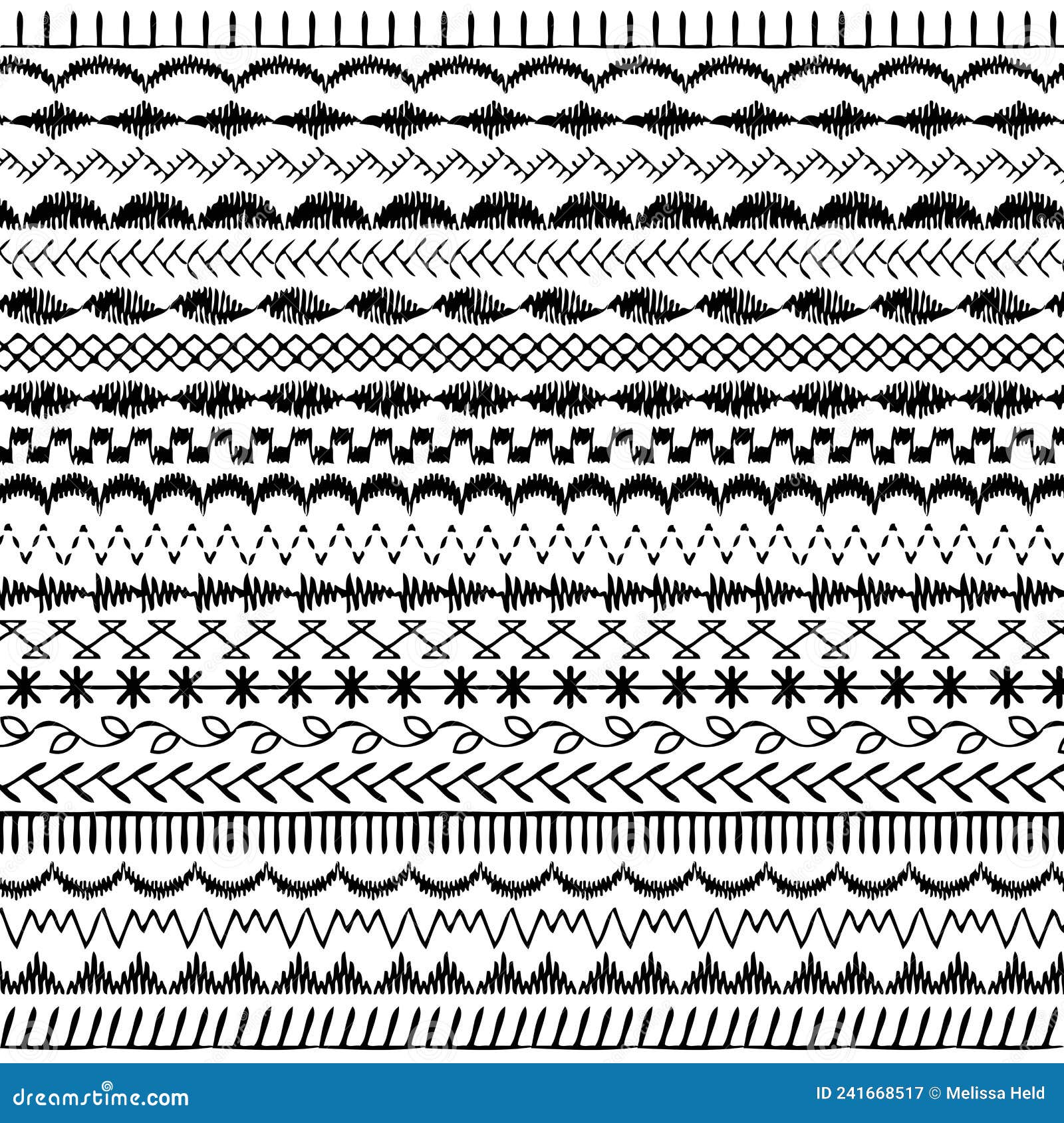 Stitch Border Brushes. Vector Black Frames Set | CartoonDealer.com ...