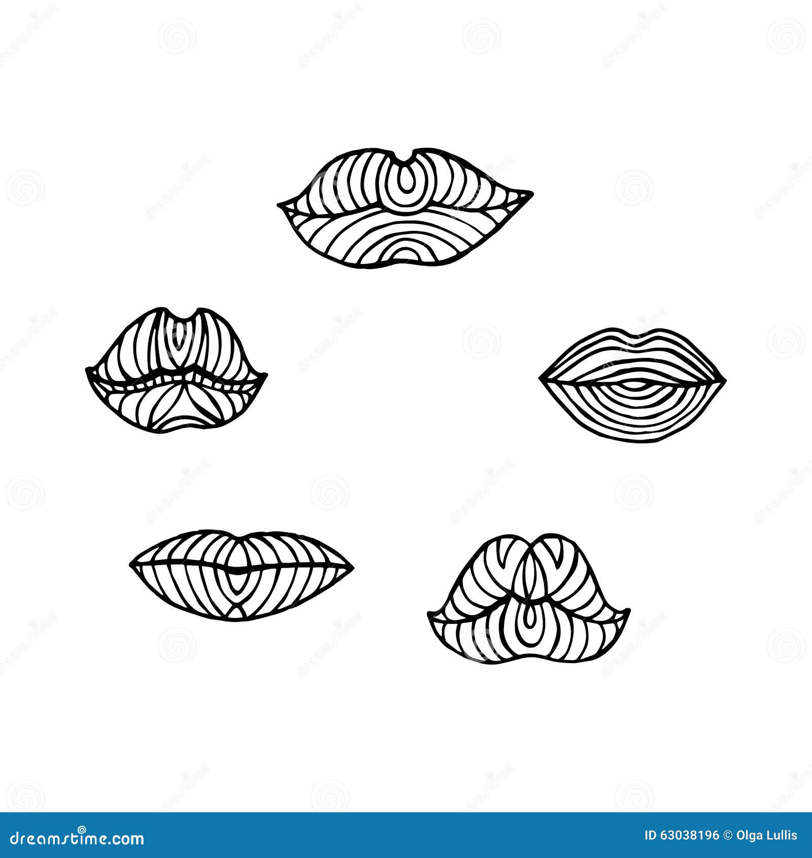 Black Hand Drawn Lips Seamless Pattern Stock Vector - Illustration of ...