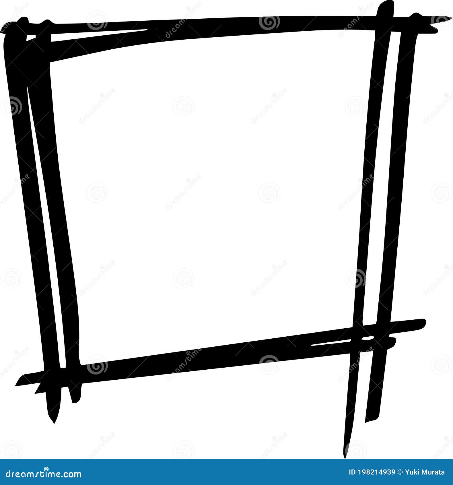 Black Hand-drawn rectangle stock vector. Illustration of square - 198214939