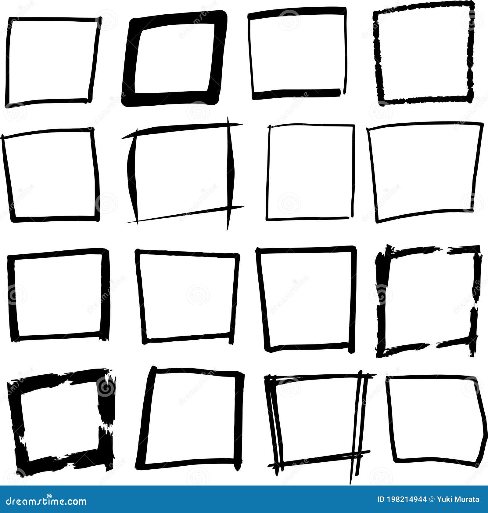 Black Hand-drawn Rectangle Set Stock Vector - Illustration of ...