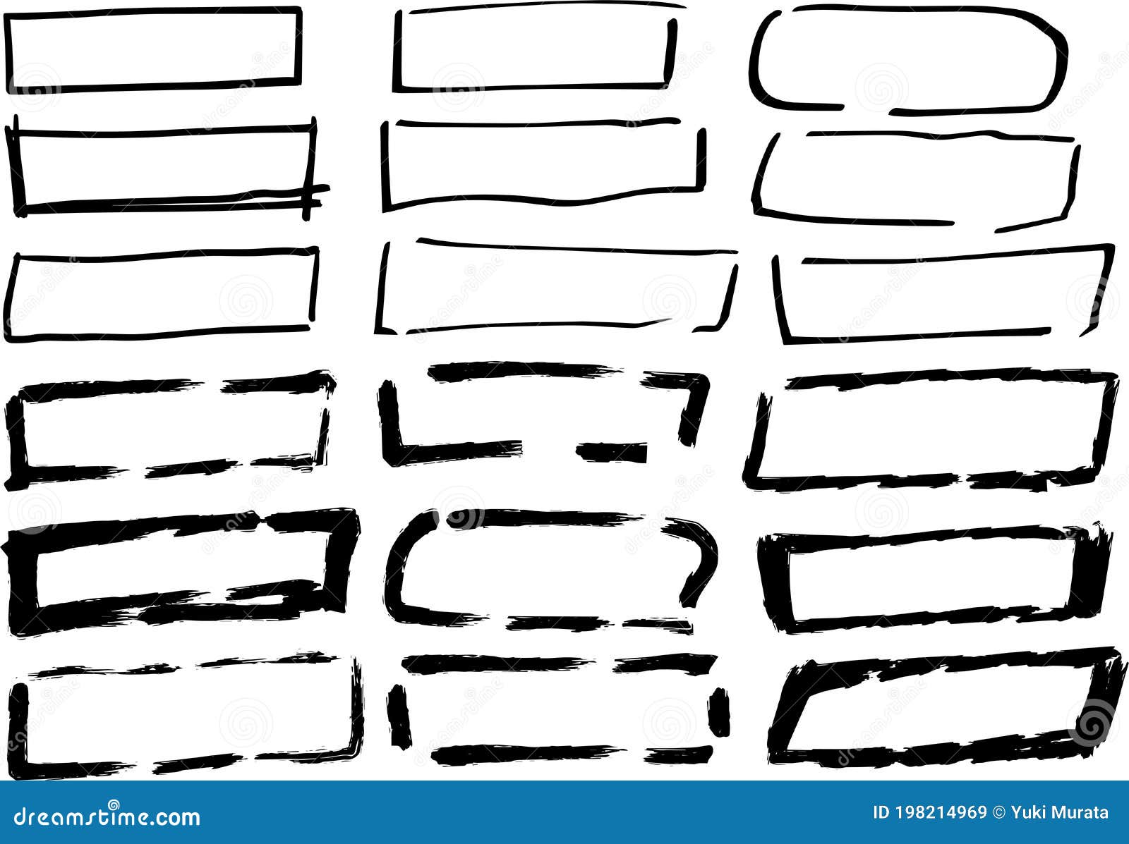 Black Hand-drawn Rectangular Frame Set Stock Vector - Illustration of ...