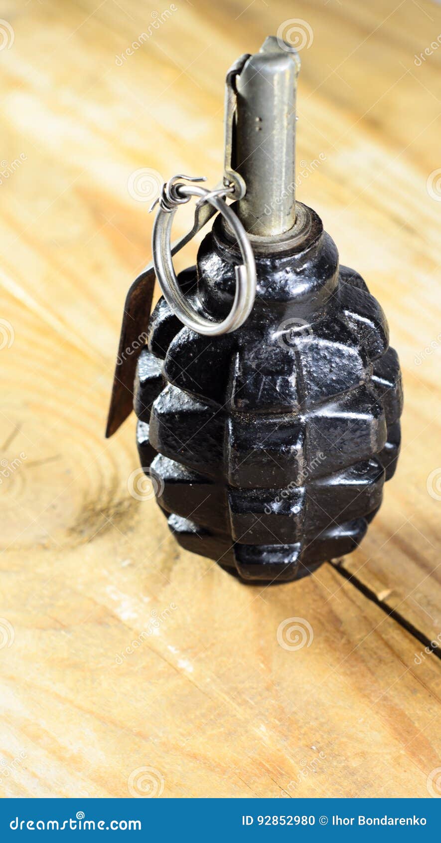 Black Hand Grenade on a Wooden Table Stock Photo - Image of attack ...
