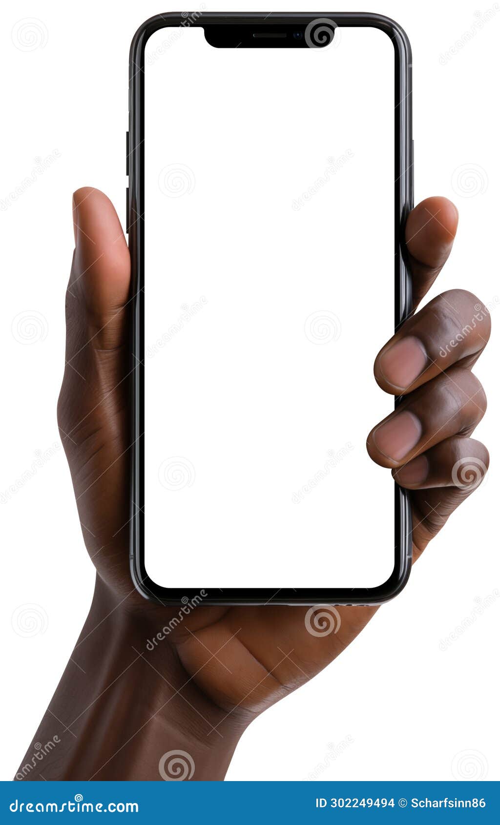 Black Hand Holding Smartphone. Isolated Stock Photo - Image of holding ...