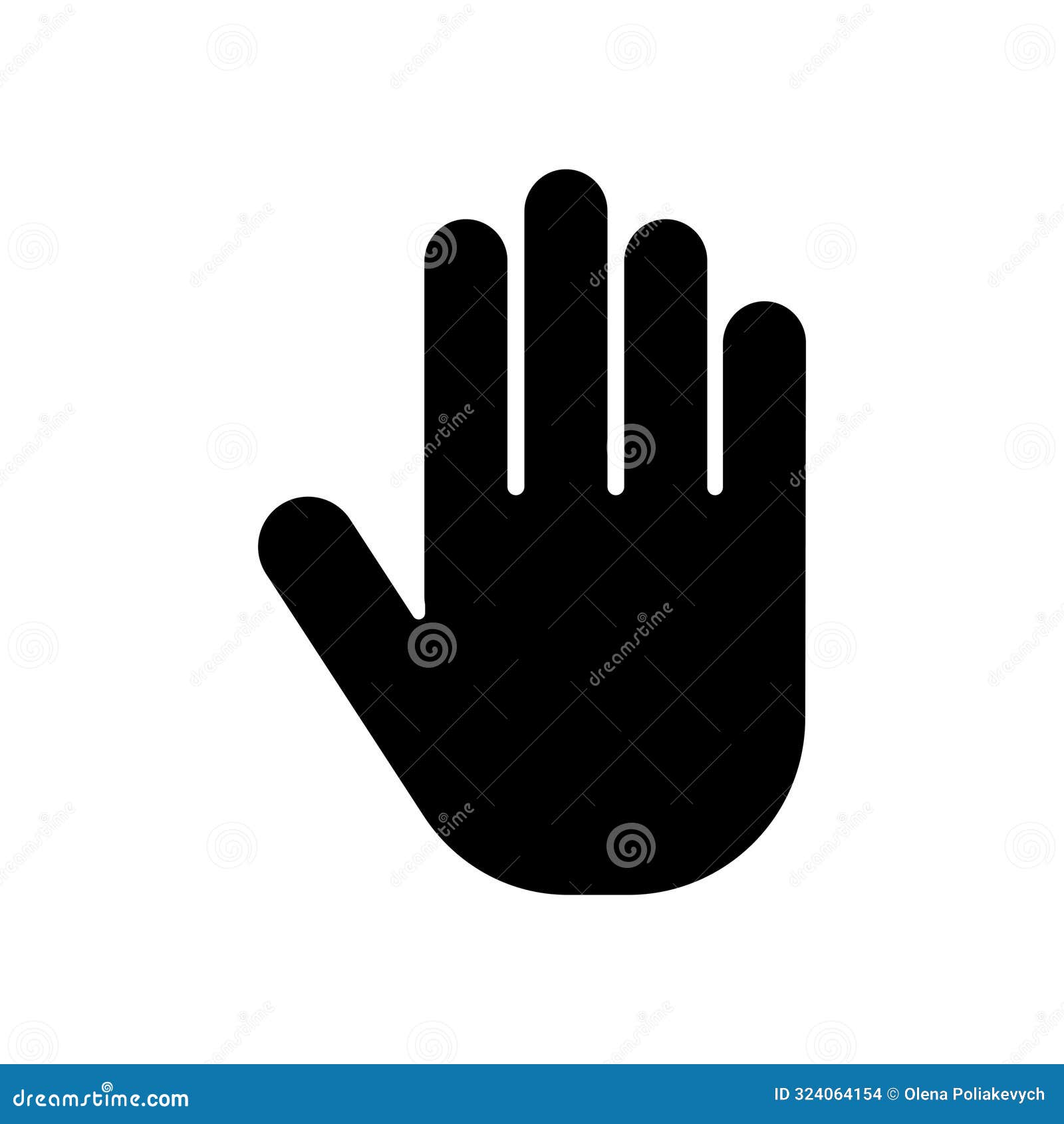 Black Hand Icon. Simple Vector Design. Minimalistic Silhouette. Flat ...