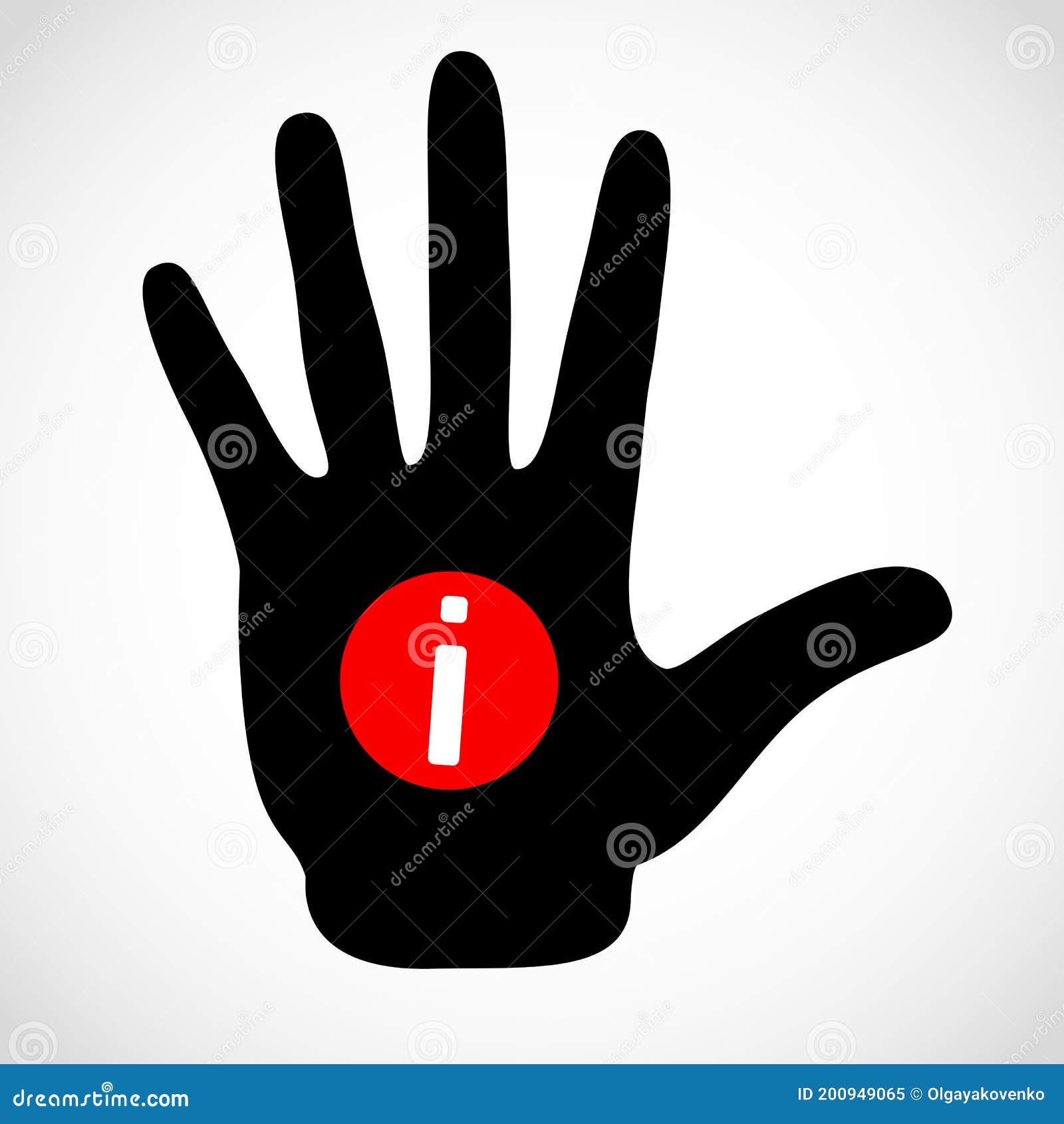 Black Hand and Information Sign on the Palm Icon Vector Concept. Vector ...