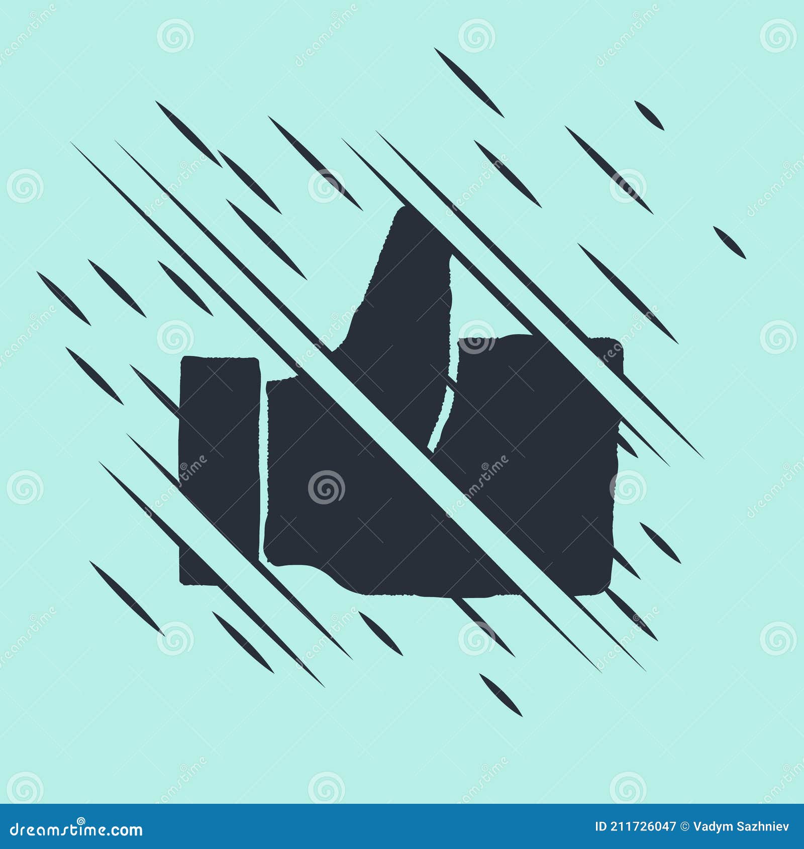 Black Hand Like Icon Isolated on Green Background. Glitch Style Stock ...