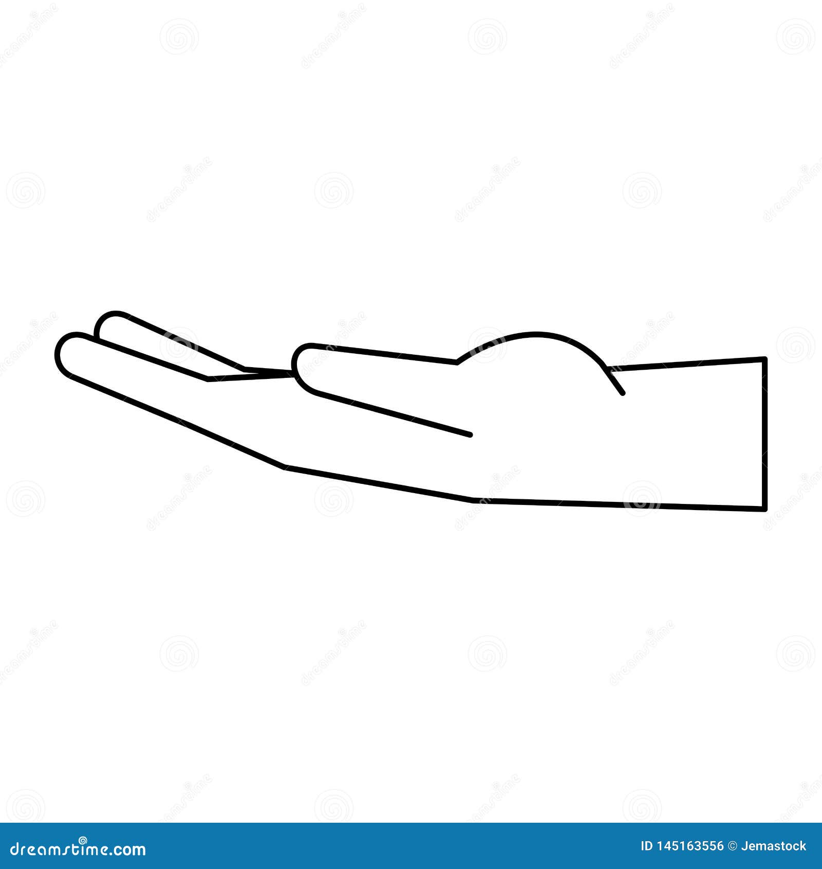 Black Hand Open Symbol in Black and White Stock Vector - Illustration ...