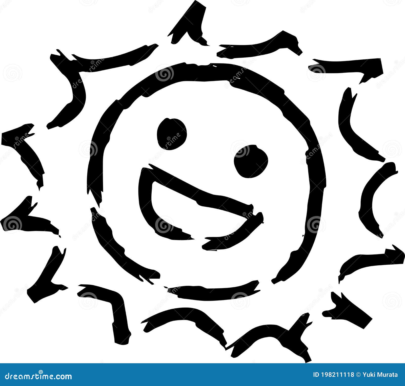 Black Hand-painted Sun Illustration Stock Vector - Illustration of ...