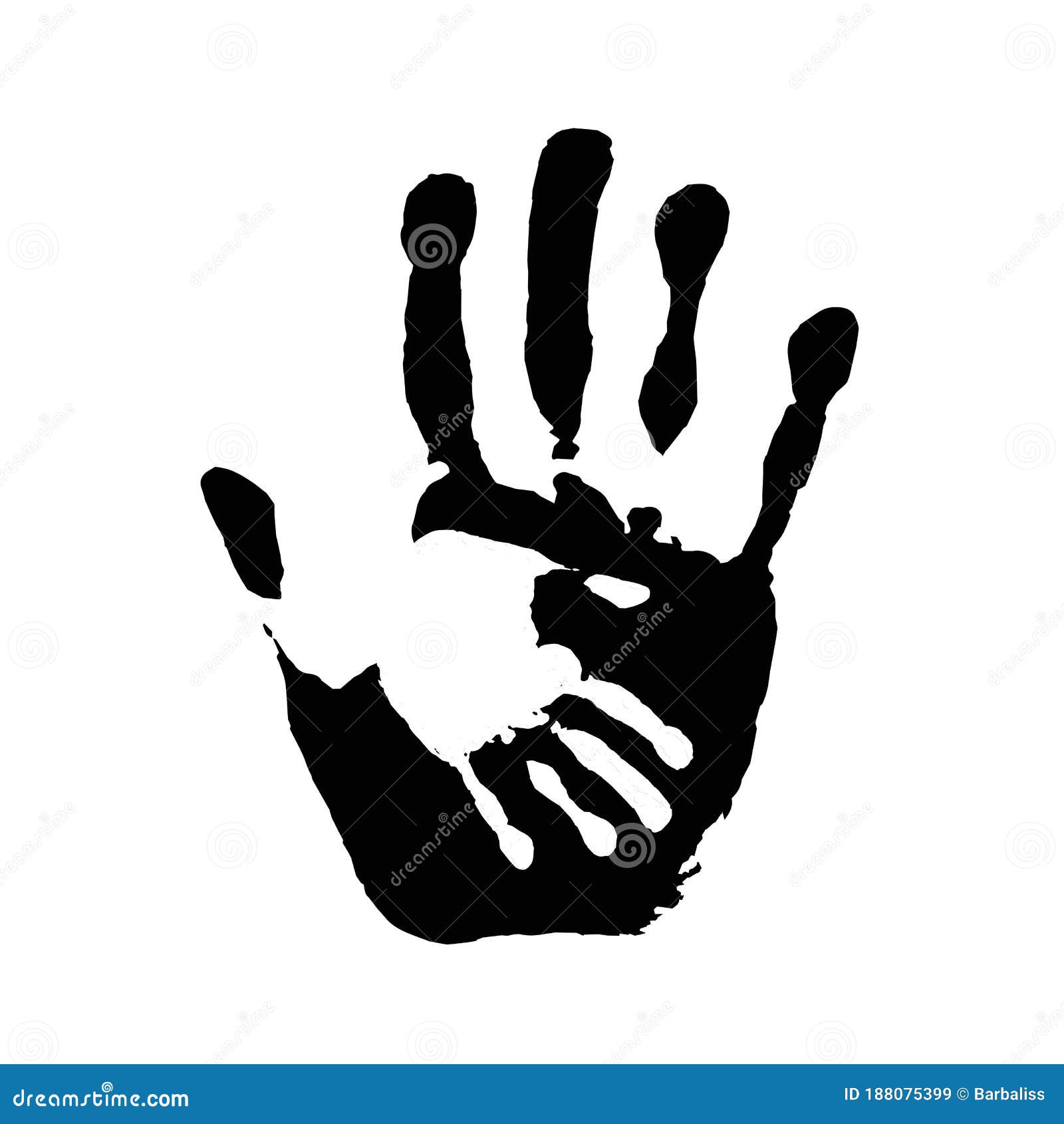 Black Hand Print Isolated White Background Stock Vector - Illustration ...