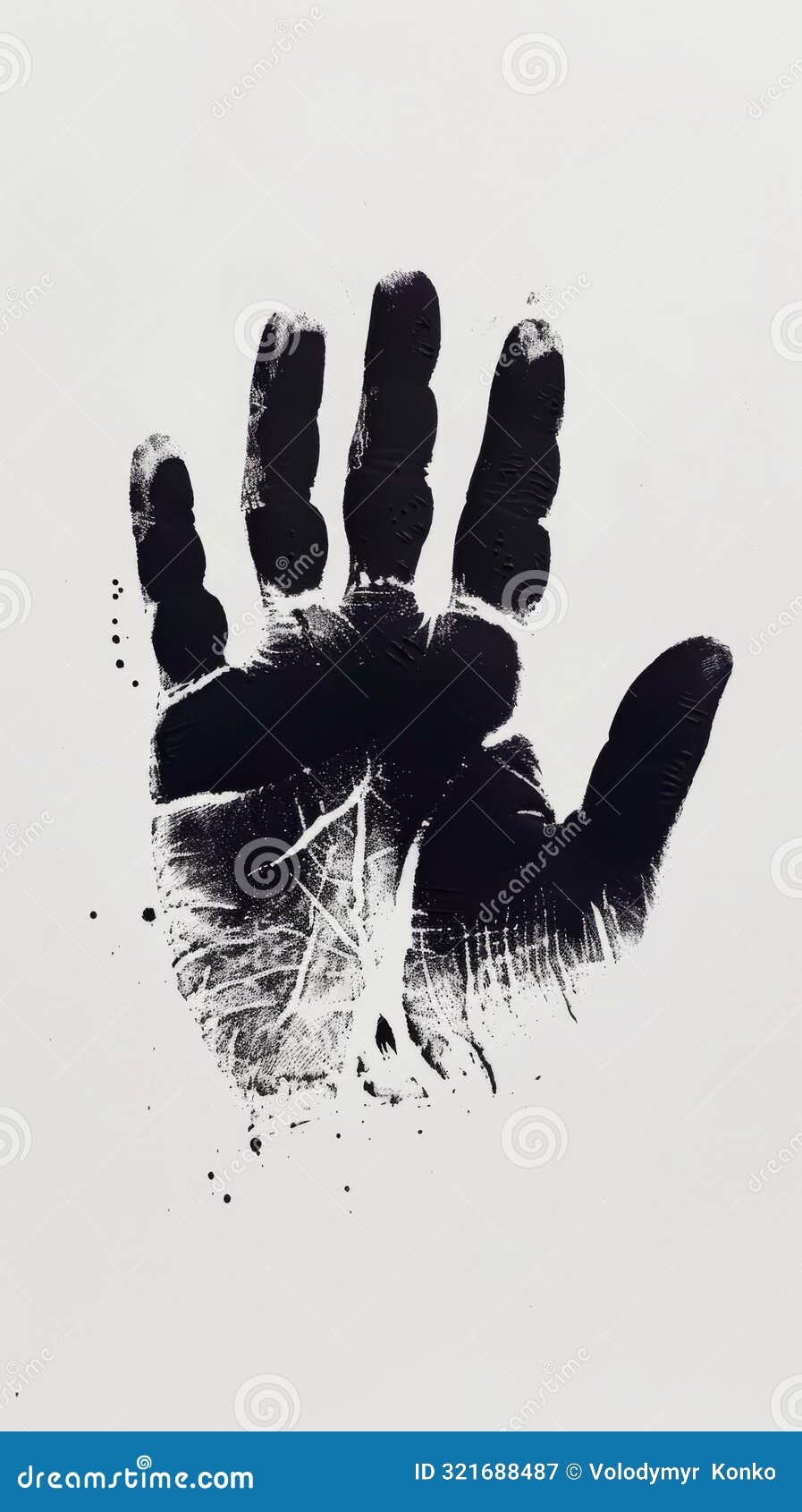 Black Hand Print on White Background, Abstract Art Stock Image - Image ...