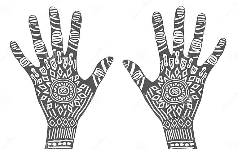Black Hand with a White Pattern. Stock Vector - Illustration of ...