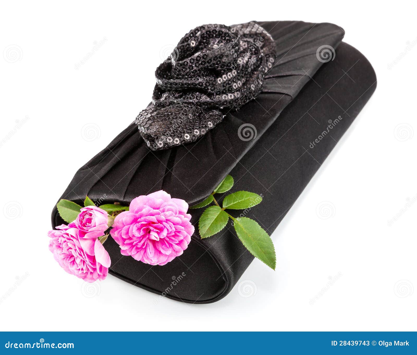 Black handbag with roses stock image. Image of black - 28439743