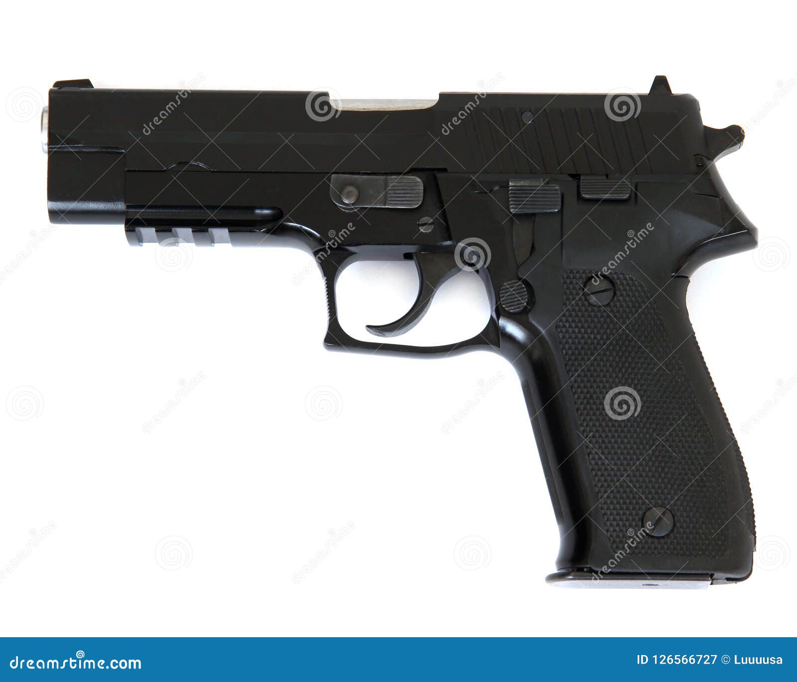 Black Handgun Isolated on White Background. Weapons. Stock Image ...