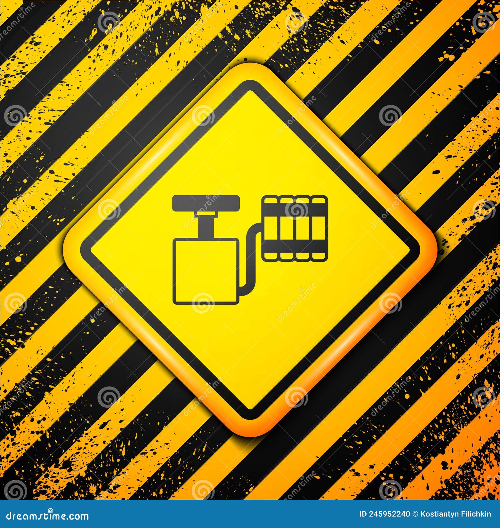 Black Handle Detonator for Dynamite Icon Isolated on Yellow Background ...