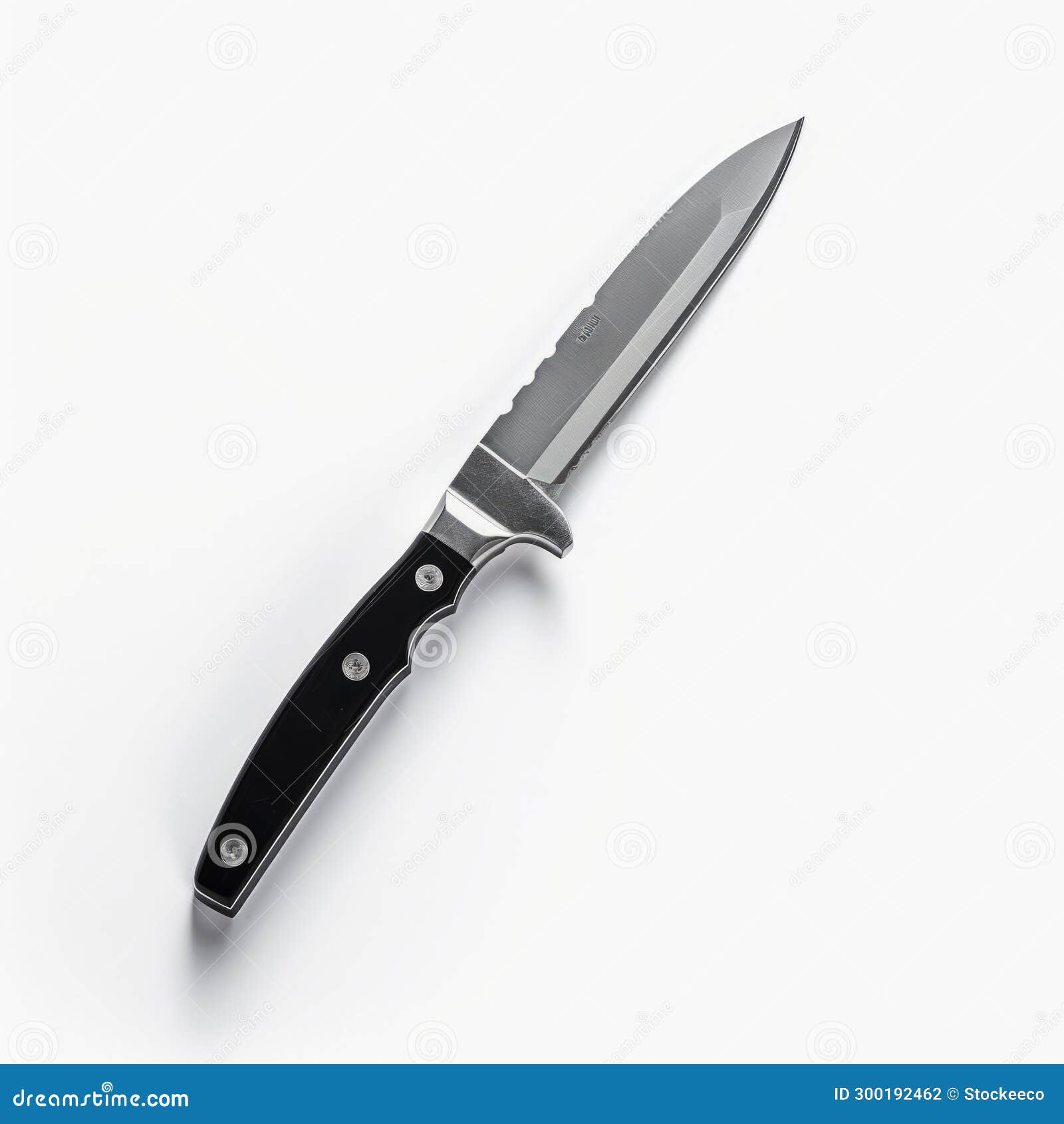 Black Handle Knife on White Surface: Octane Render Style with High-key ...