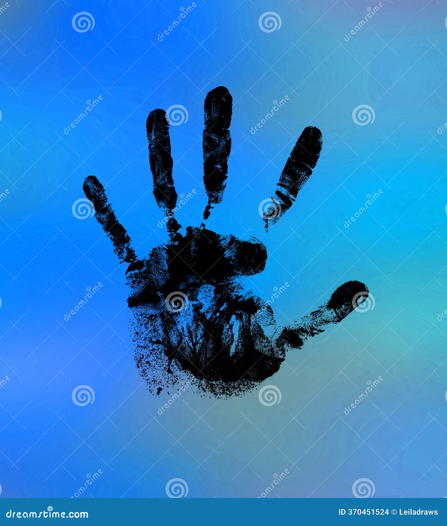 Handprint With Bright Light On Frozen Blue Window Stock Photo ...