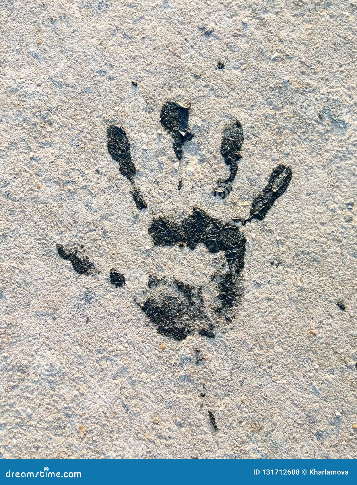 Black Handprint on the Ground Stock Photo - Image of background, human ...