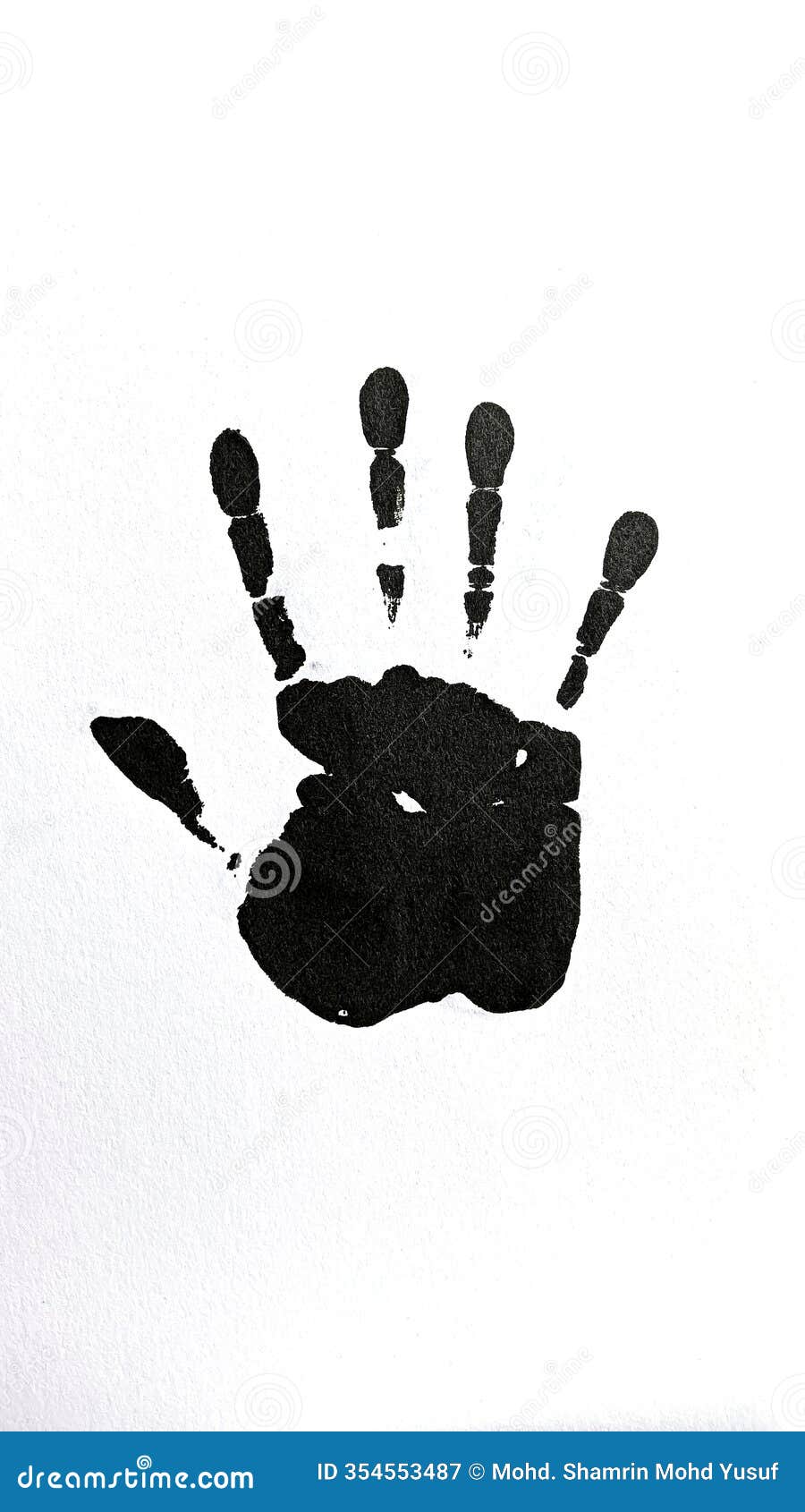 Black Handprint on White Background Stock Illustration - Illustration ...