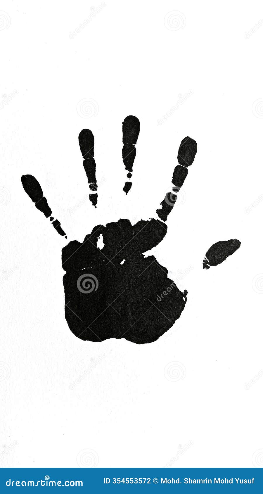 Black Handprint on White Background Stock Illustration - Illustration ...