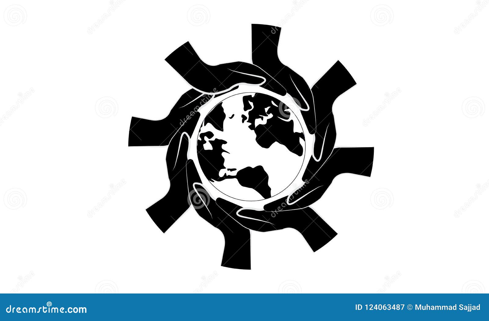 Black Hands Around of World and World Help Concept Stock Vector ...