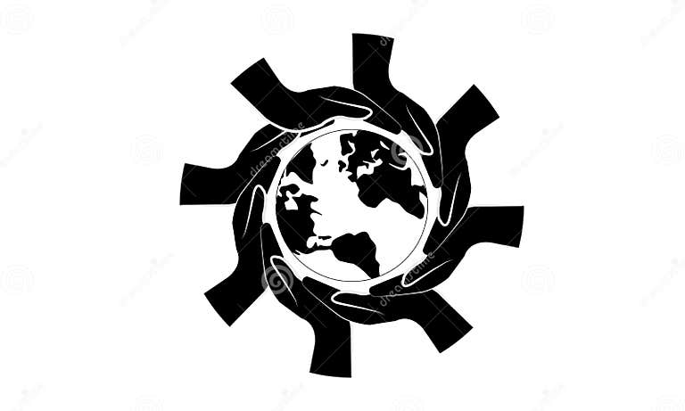 Black Hands Around of World and World Help Concept Stock Vector ...