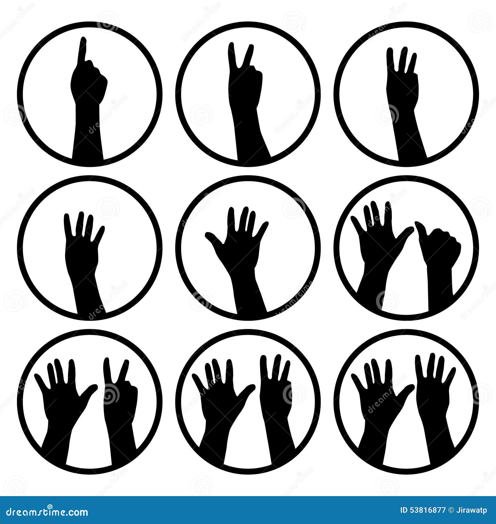 Black Hands Counting from 1 To 9 with Fingers Icon Stock Vector ...