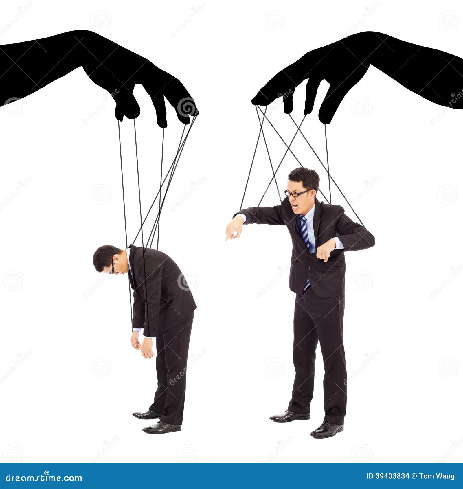Black Hands Shadow Control Two Businessman Actions Stock Photo - Image ...