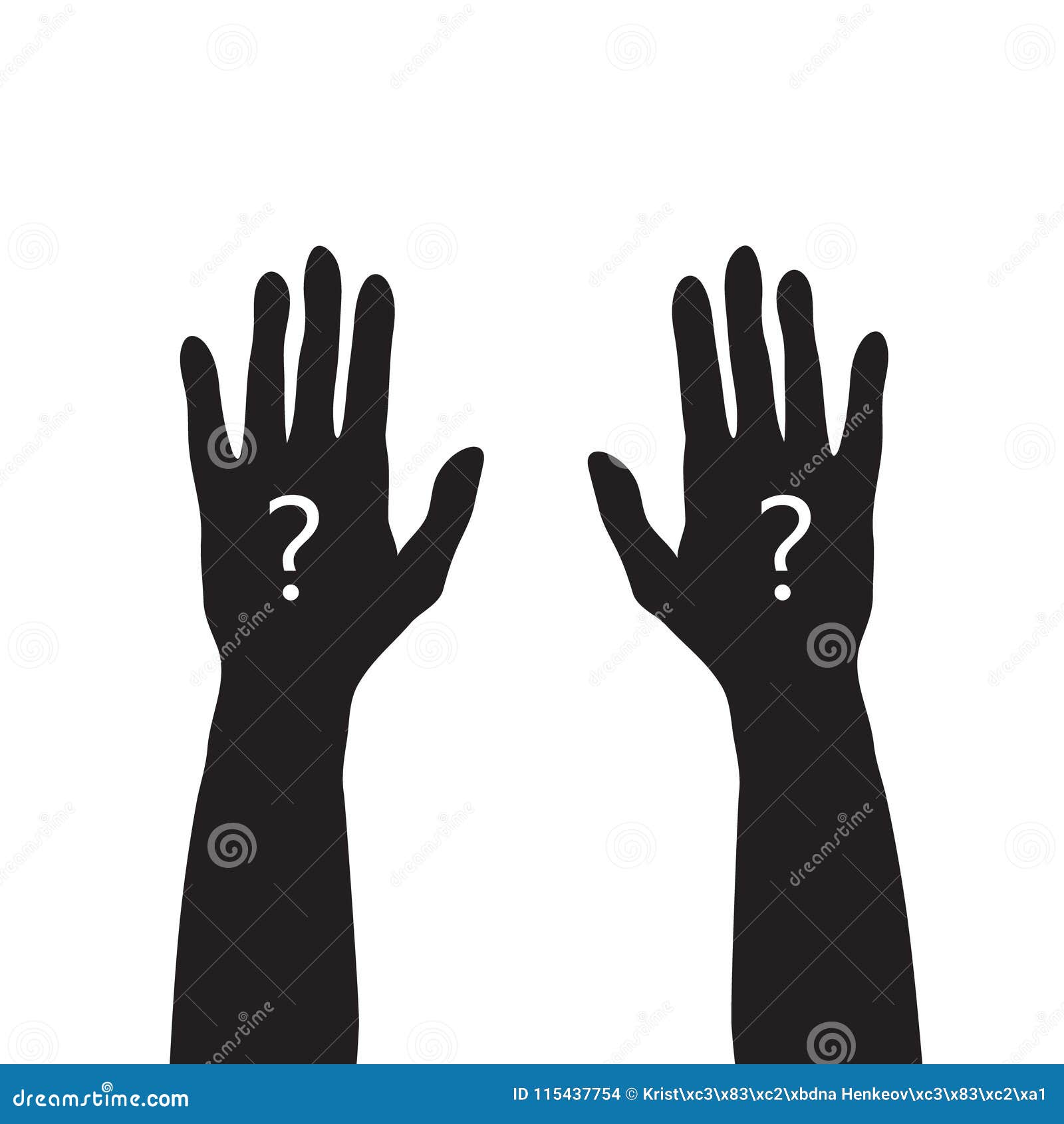 Black Hands Up with White Question Mark, Unknown or Asking Concept ...