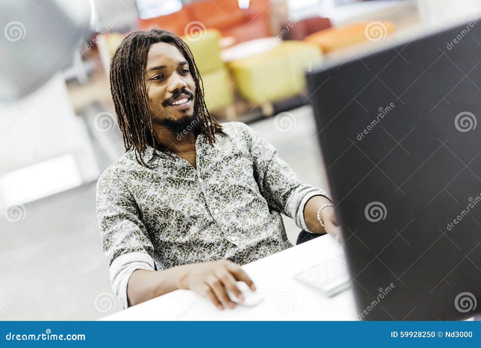 Black Handsome Designer Workin on a Computer Stock Photo - Image of ...