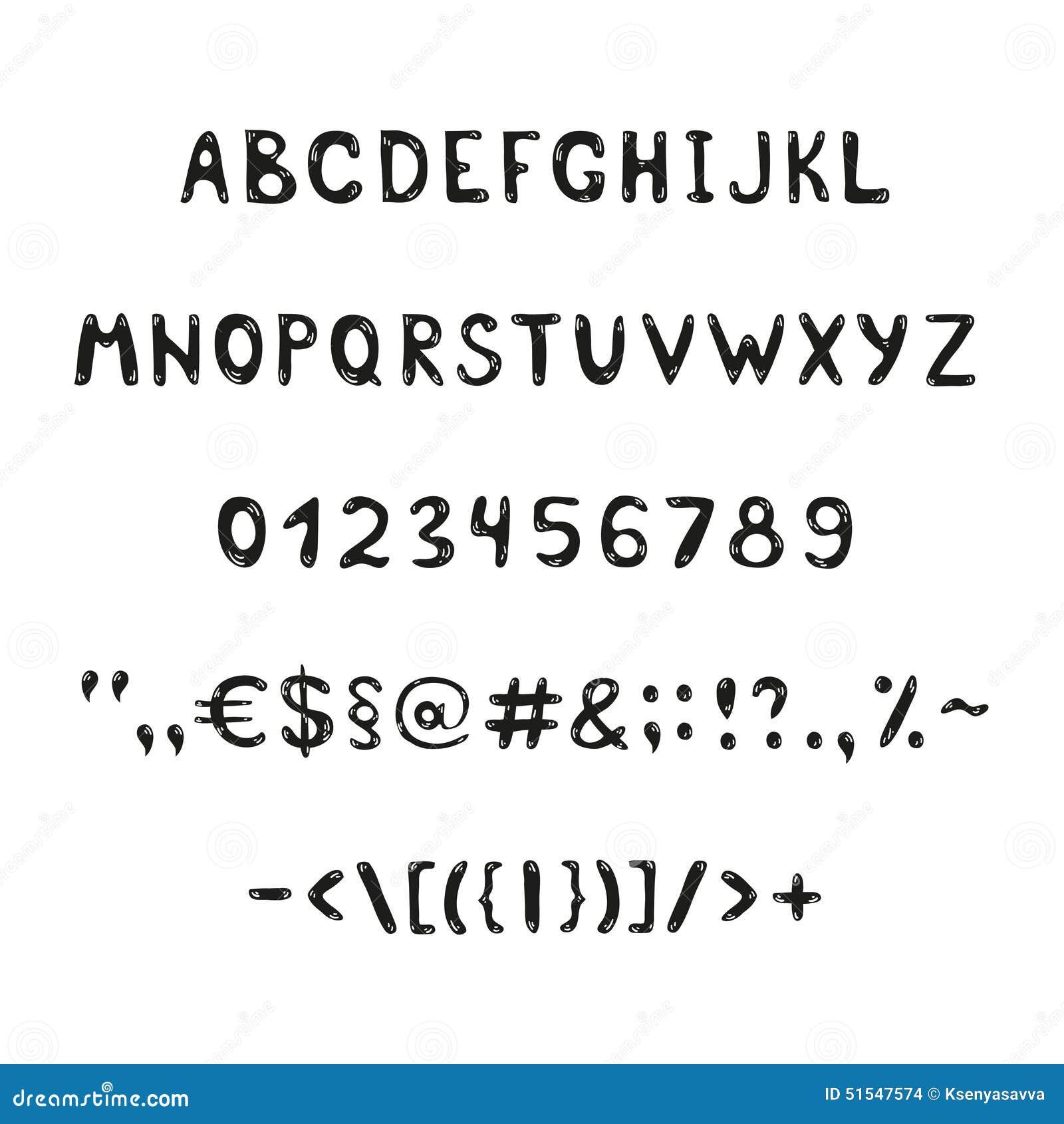 Handwritten Alphabet Of Two Types With Numbers Cartoon Vector ...
